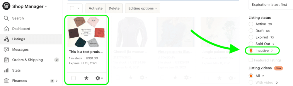 How to delete, delist and restock sold-out listings on Etsy - Nembol