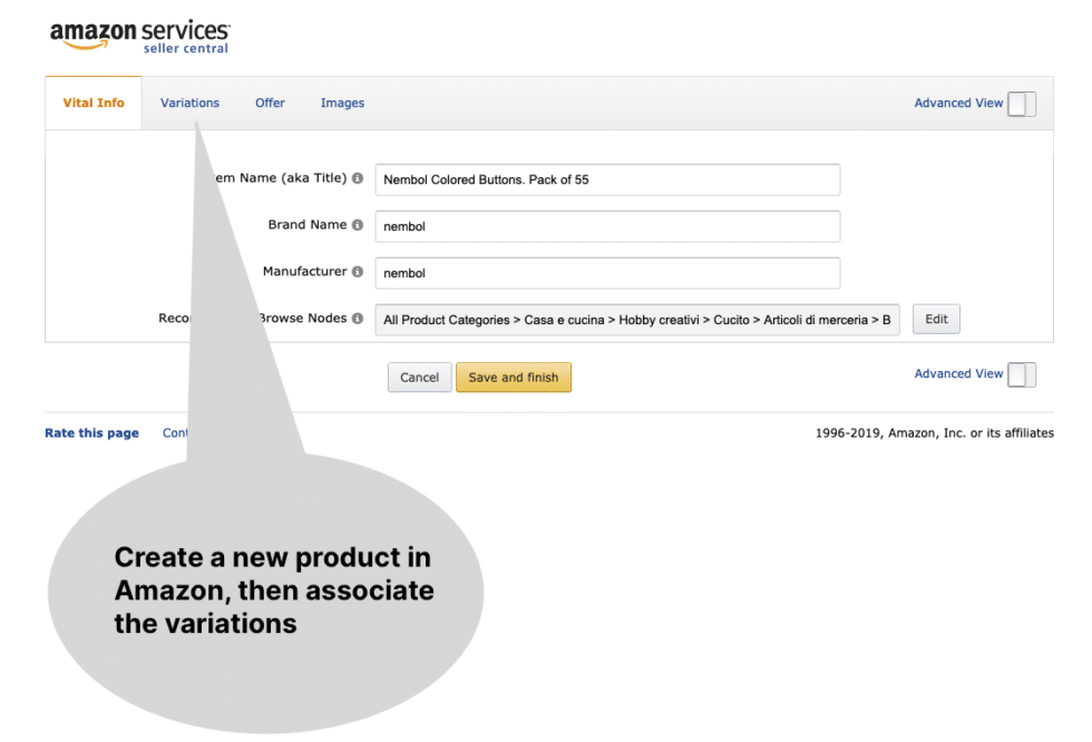 How to create product variations on Amazon - Nembol