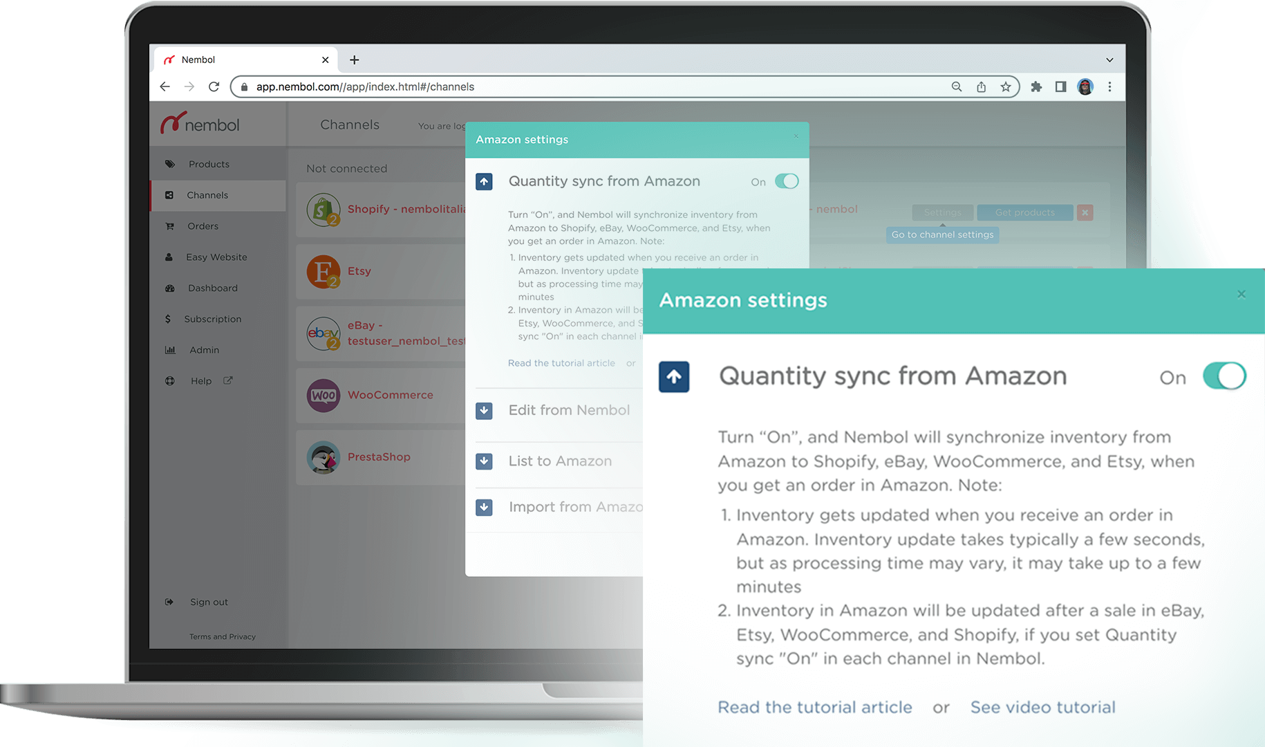 Sync stock in real-time: Amazon inventory software - Nembol
